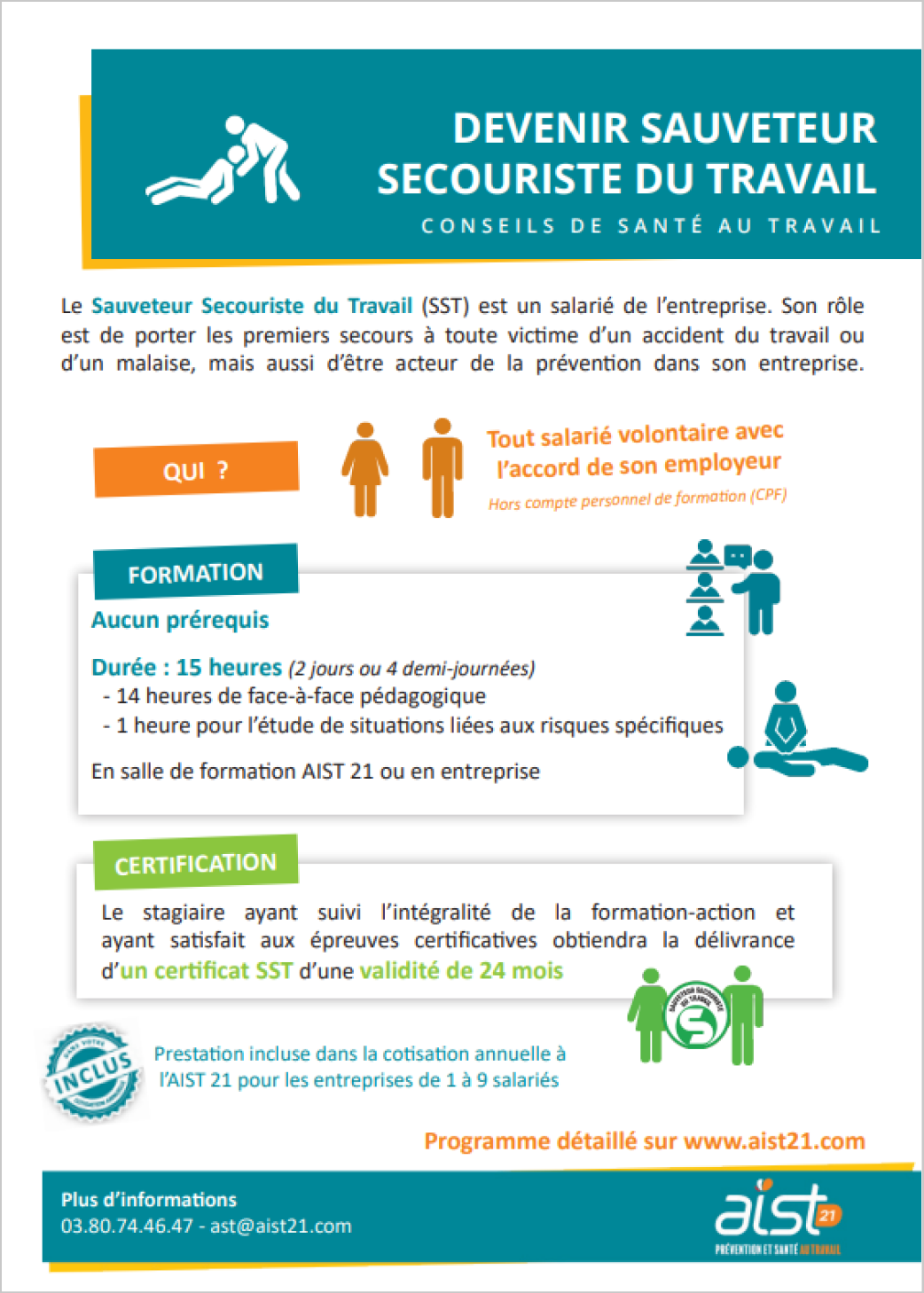 Devenir Sauveteur Secouriste du Travail (Employeur - Salarié) | Aist21